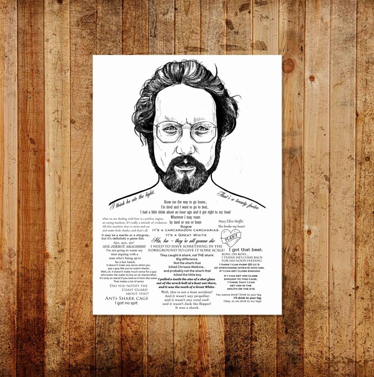 Jaws Dr Hooper ‘I got that beat!’ Ink’d Series – Art for your wall