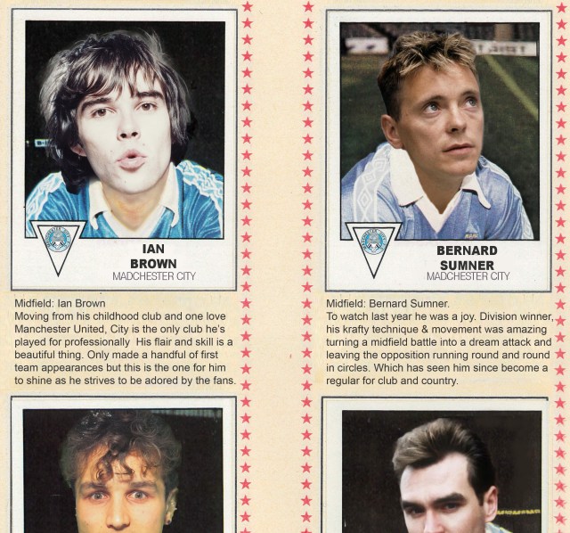 ‘Madchester’ Icons Footy Sticker Book style print. – Art for your wall