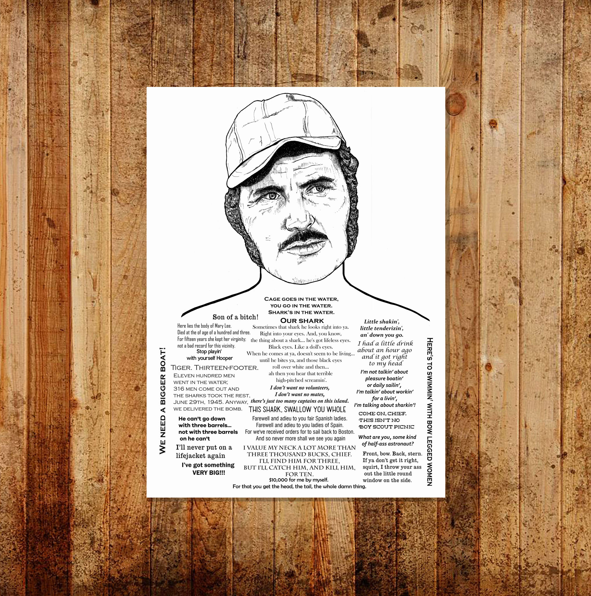 Jaws Captain Quint :The Shark Hunter – Ink’d Series – Art for your wall